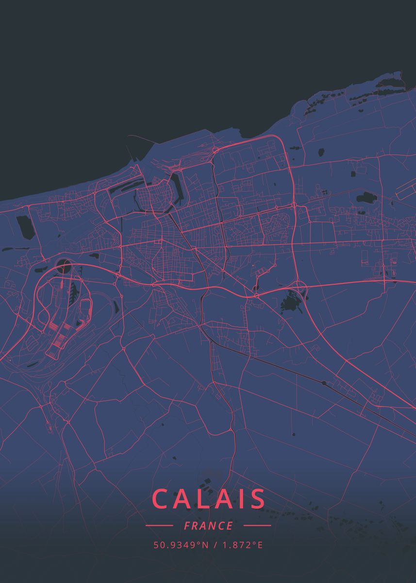 'Calais France' Poster by Designer Map Art | Displate
