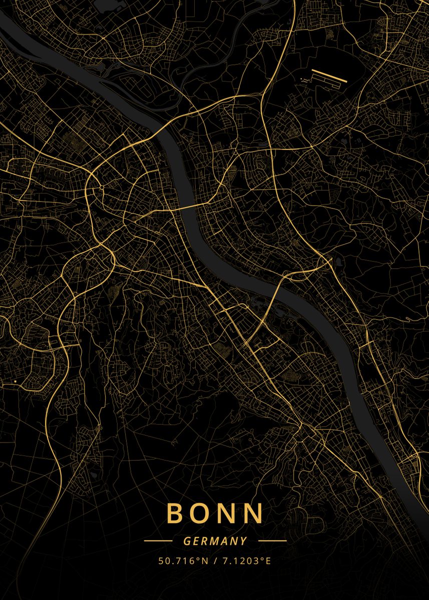 'Bonn Germany' Poster, picture, metal print, paint by Designer Map Art ...