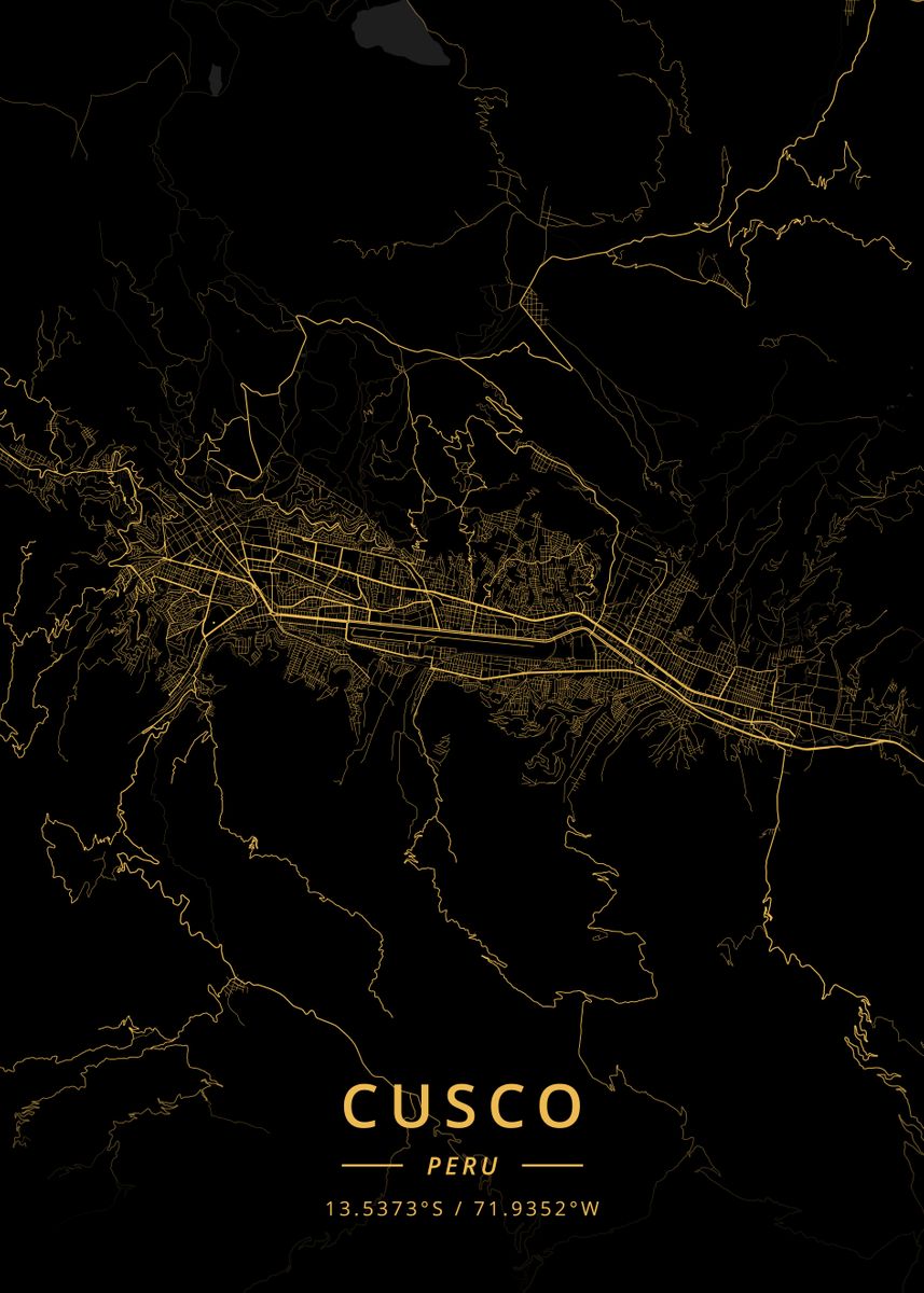 'Cusco Peru' Poster, picture, metal print, paint by Designer Map Art ...