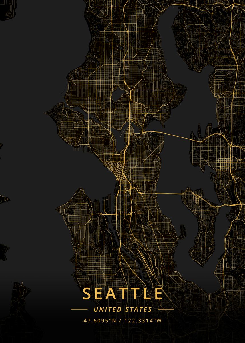 'Seattle United States' Poster, picture, metal print, paint by Designer ...