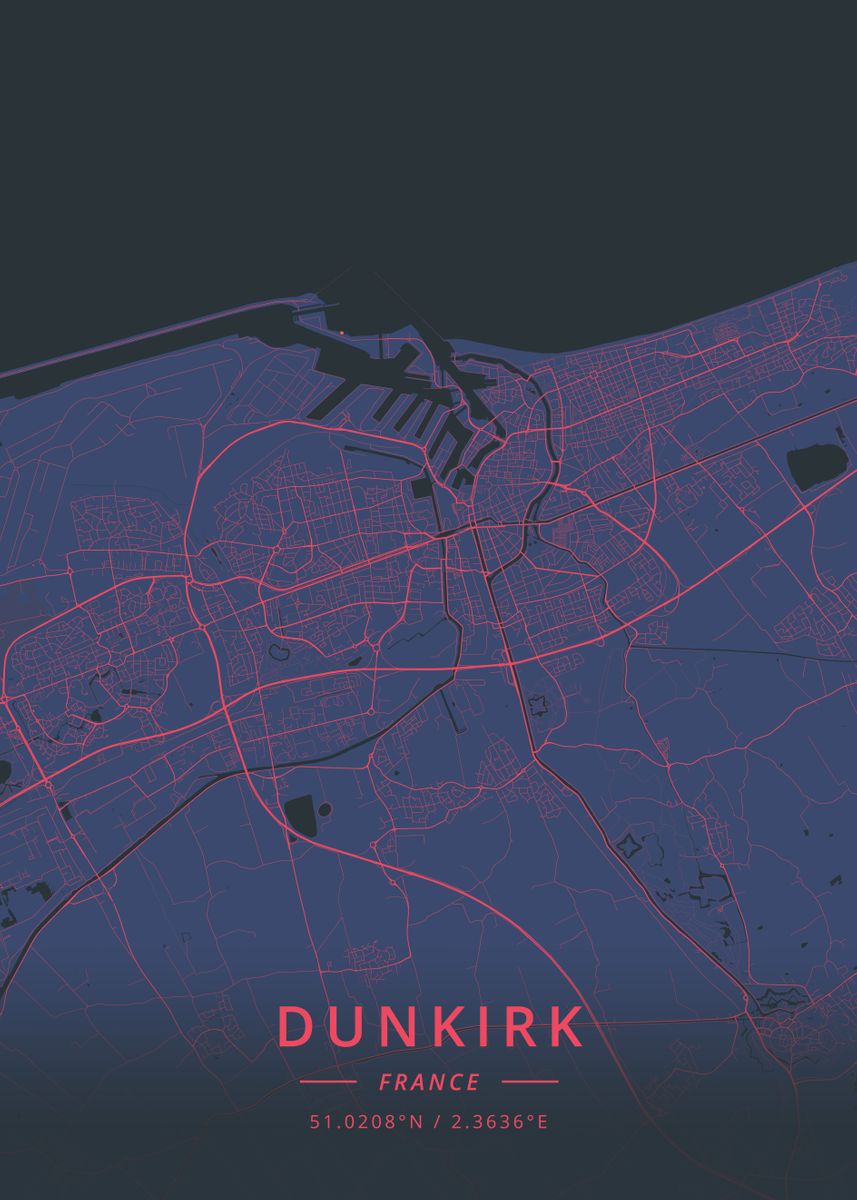 'Dunkirk France' Poster by Designer Map Art | Displate