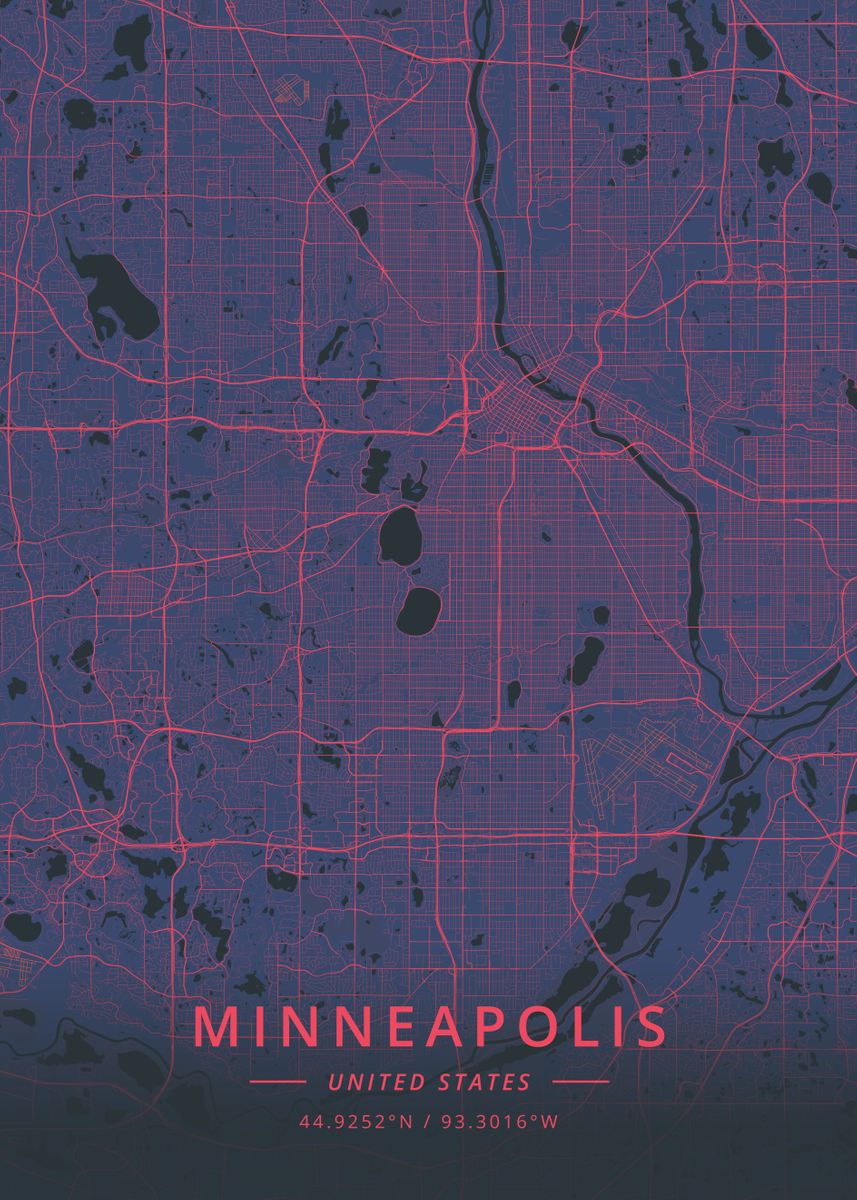 'Minneapolis United States' Poster, picture, metal print, paint by ...