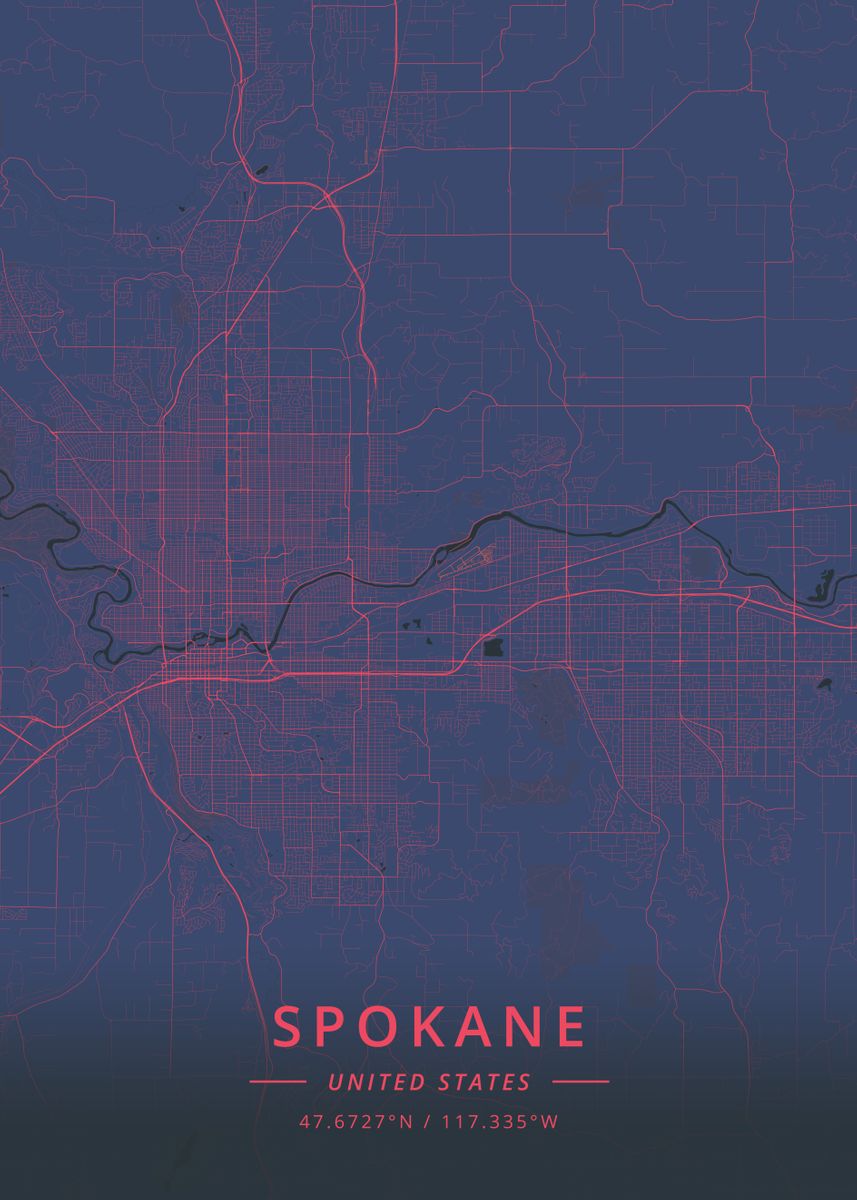 'Spokane United States' Poster, picture, metal print, paint by Designer ...