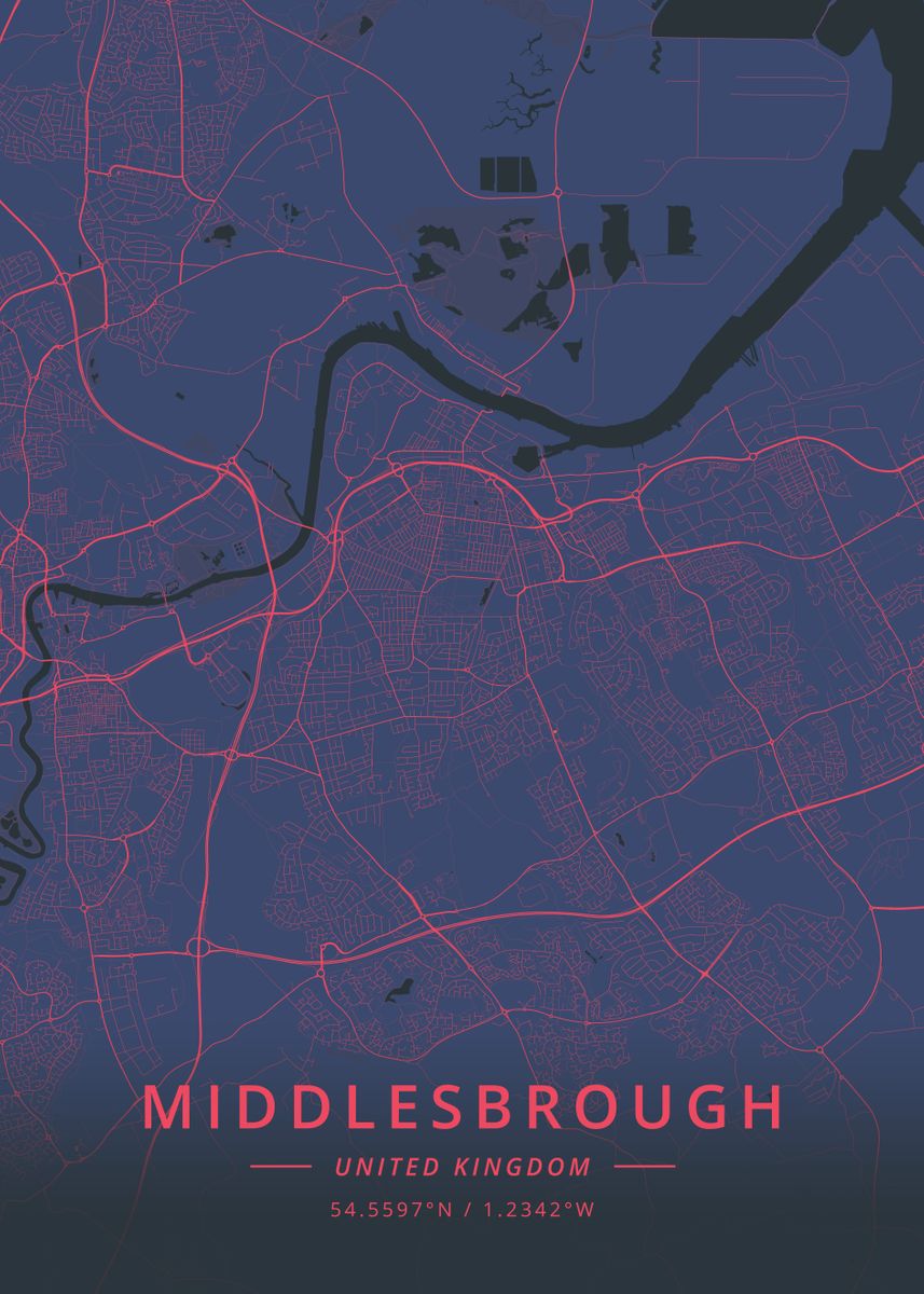 'Middlesbrough UK' Poster by Designer Map Art | Displate