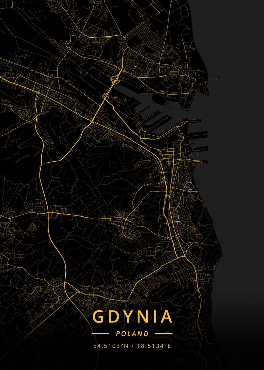 'Gdynia Poland' Poster by Designer Map Art | Displate