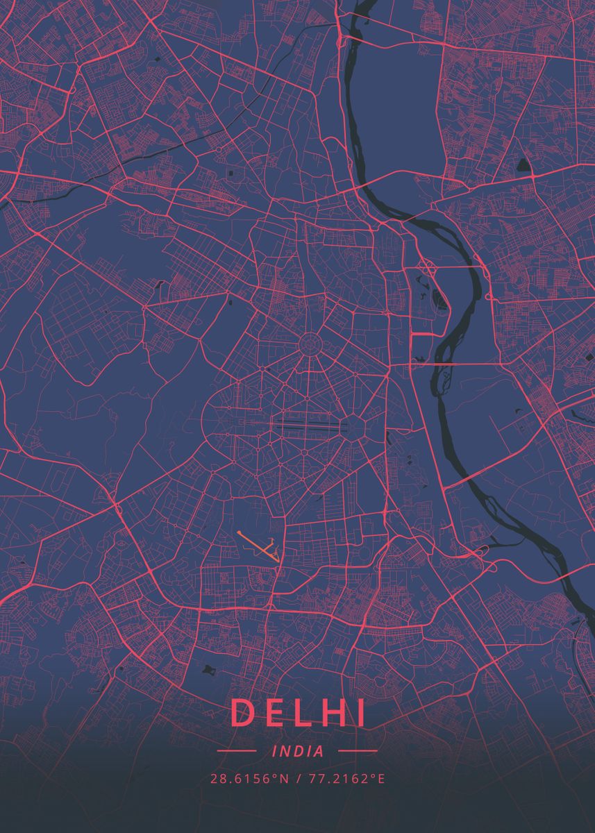 'Delhi India' Poster by Designer Map Art | Displate