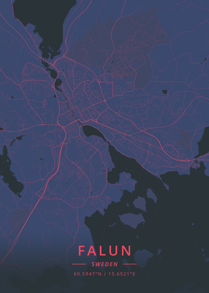 'Falun Sweden' Poster by Designer Map Art | Displate