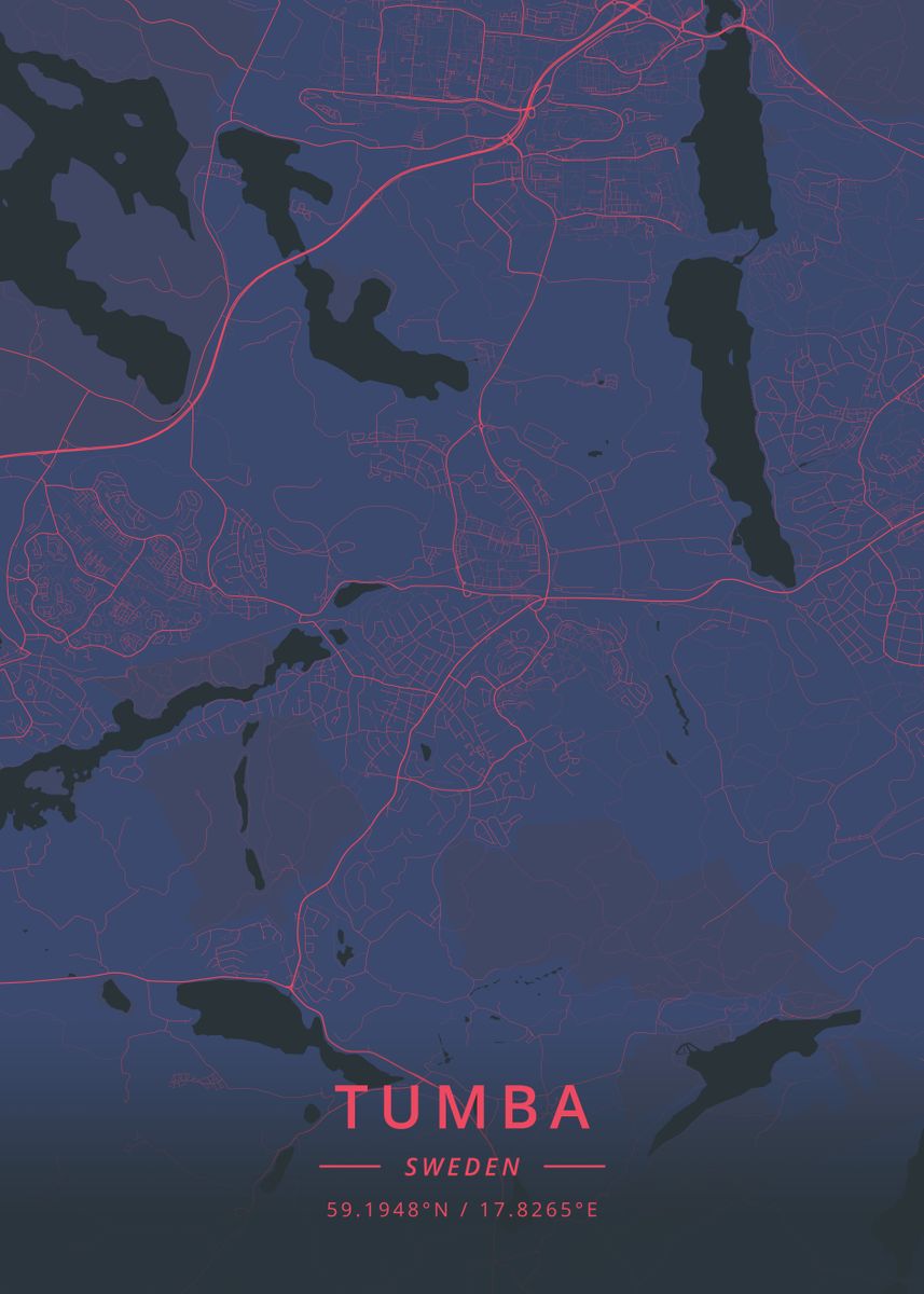 'Tumba Sweden' Poster, picture, metal print, paint by Designer Map Art ...