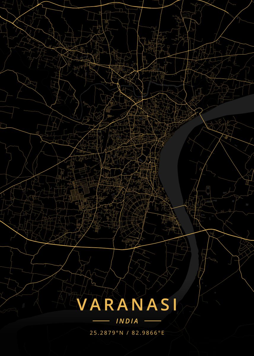 'Varanasi India' Poster, picture, metal print, paint by Designer Map ...