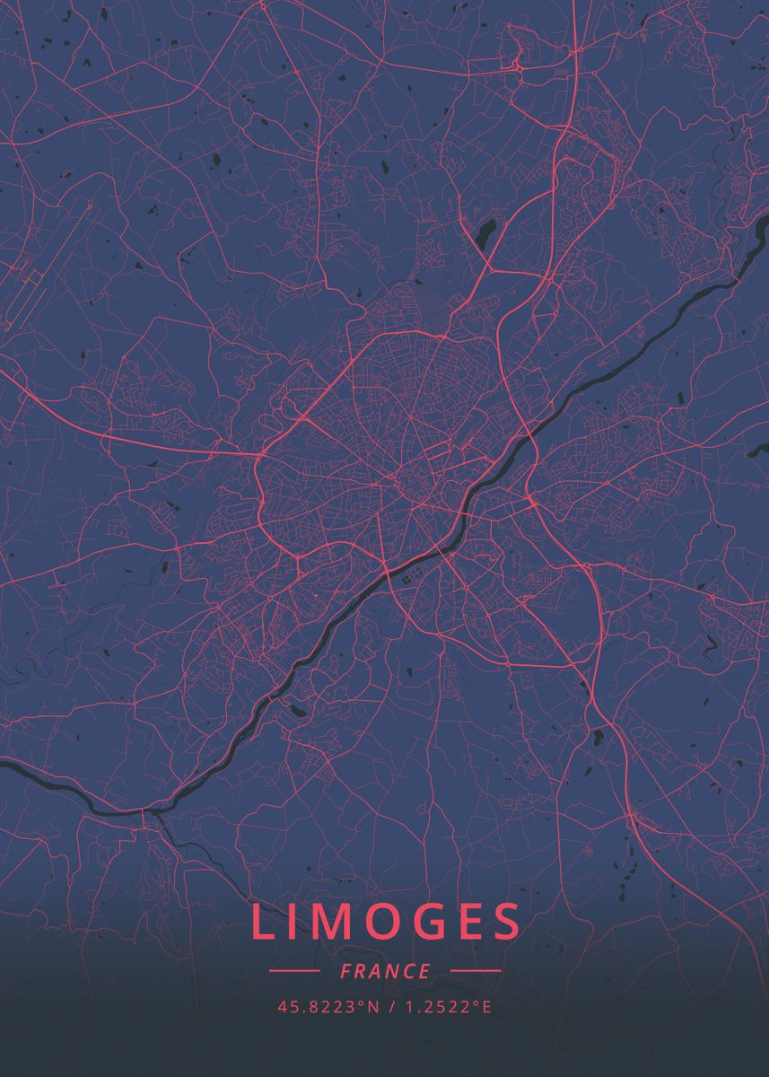 'Limoges France' Poster by Designer Map Art | Displate