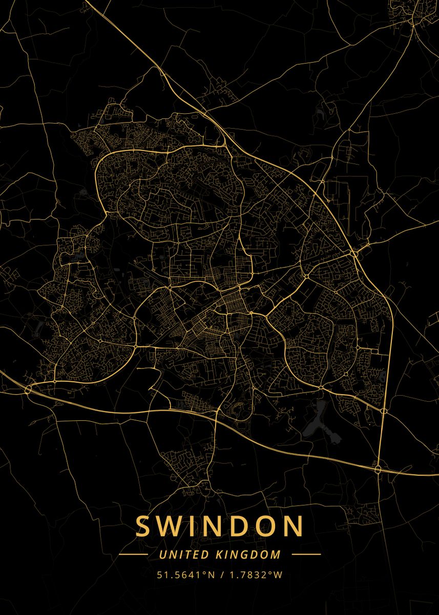 'Swindon United Kingdom' Poster, picture, metal print, paint by ...
