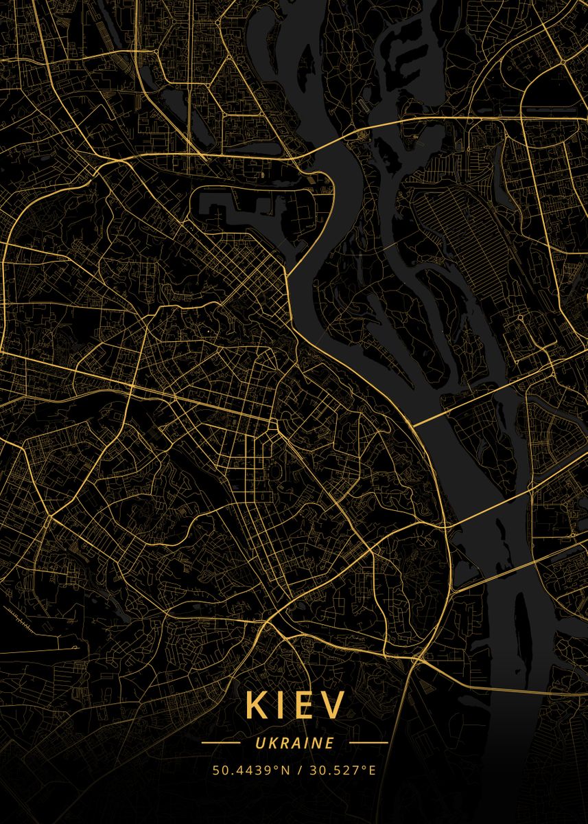 'Kiev Ukraine' Poster, picture, metal print, paint by Designer Map Art ...