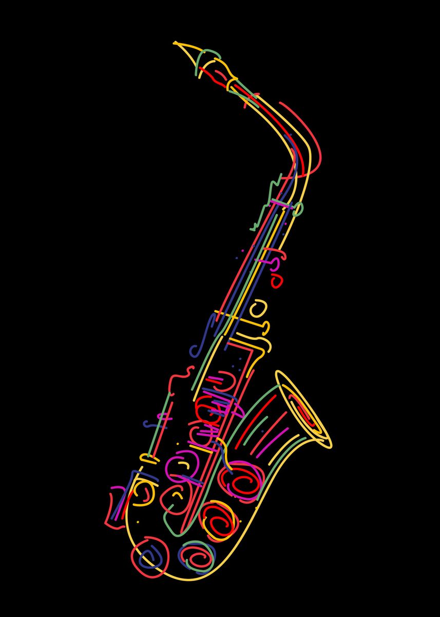 'Funky saxophone' Poster, picture, metal print, paint by Richard ...