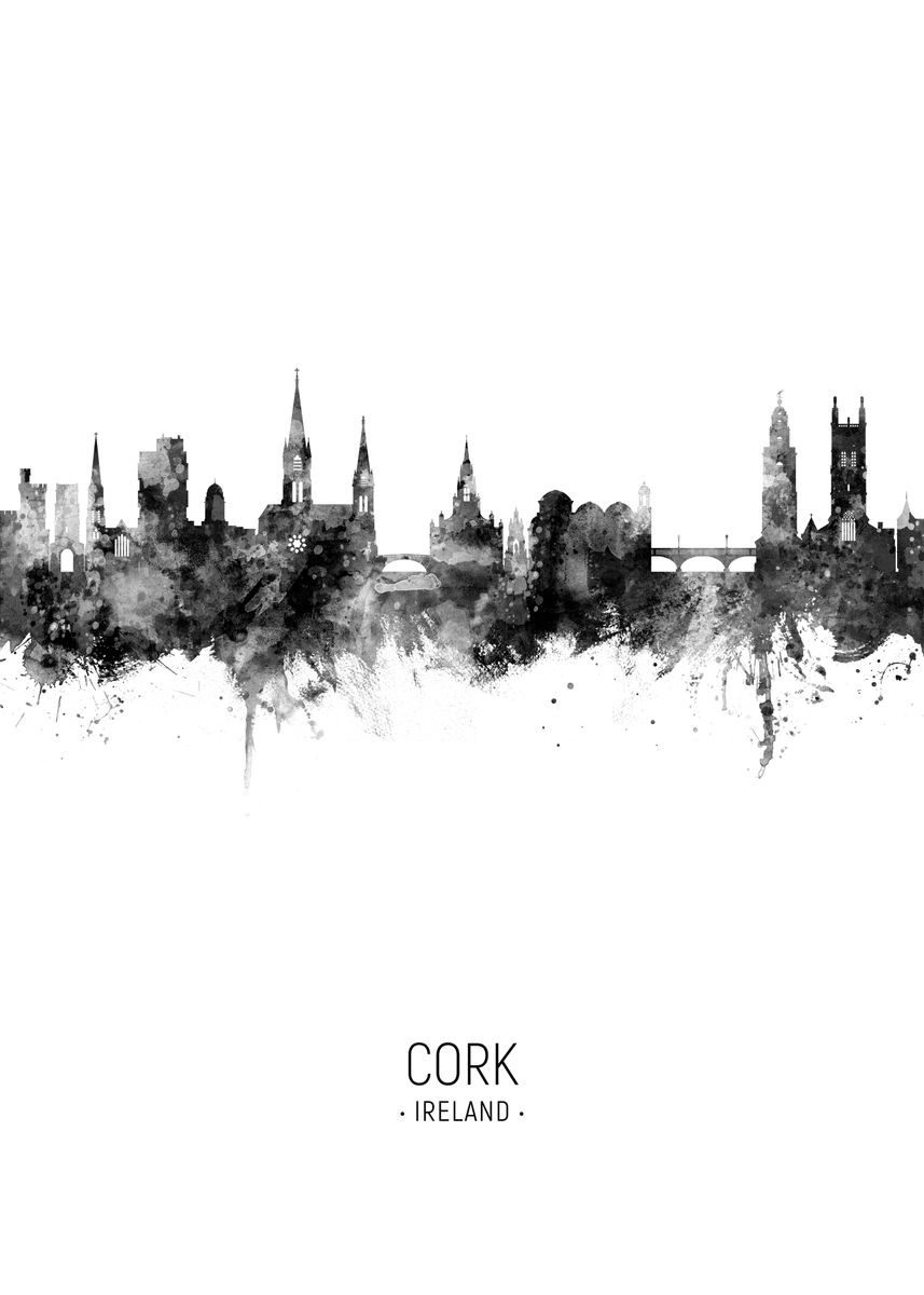 'Cork Ireland Skyline' Poster by Michael Tompsett | Displate