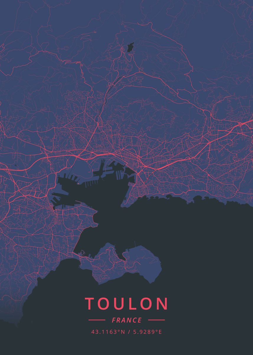 'Toulon France' Poster by Designer Map Art | Displate