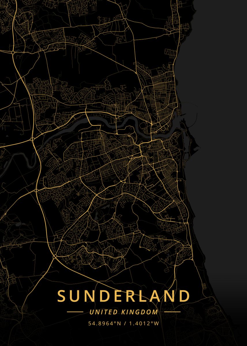 'Sunderland United Kingdom' Poster, picture, metal print, paint by ...