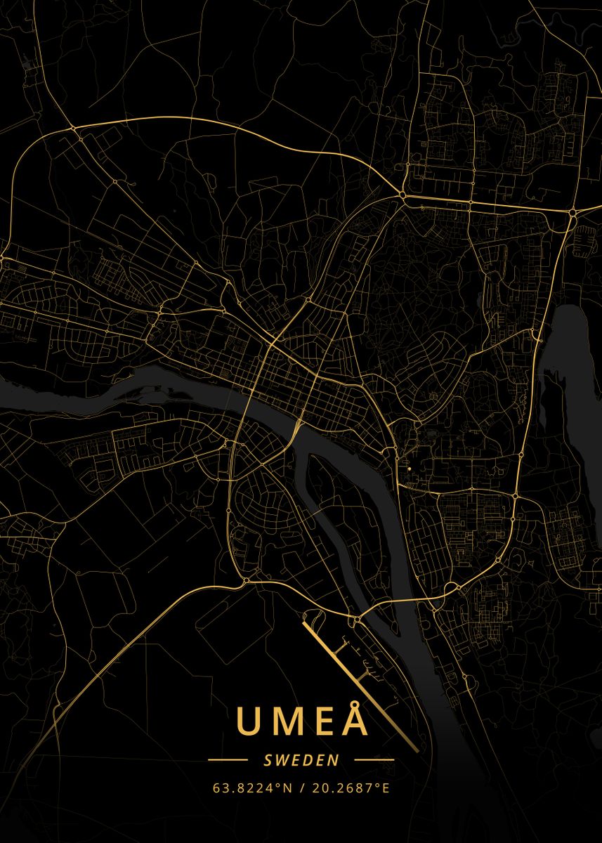 'Umea Sweden' Poster, picture, metal print, paint by Designer Map Art ...