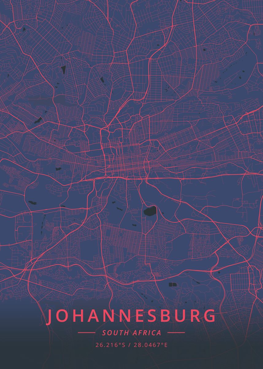 'Johannesburg South Africa' Poster by Designer Map Art | Displate