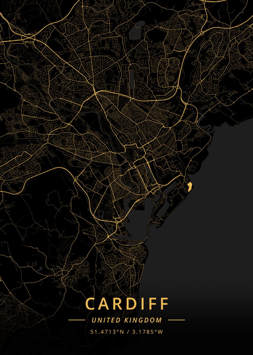 'Cardiff United Kingdom' Poster, picture, metal print, paint by ...