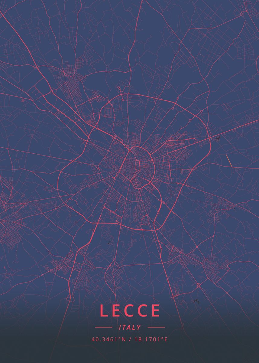 'Lecce Italy' Poster, picture, metal print, paint by Designer Map Art ...