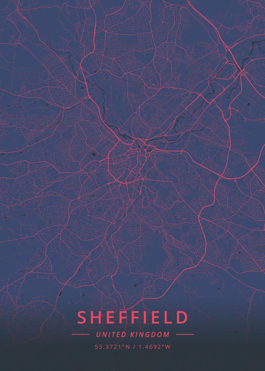 'Sheffield United Kingdom' Poster by Designer Map Art | Displate