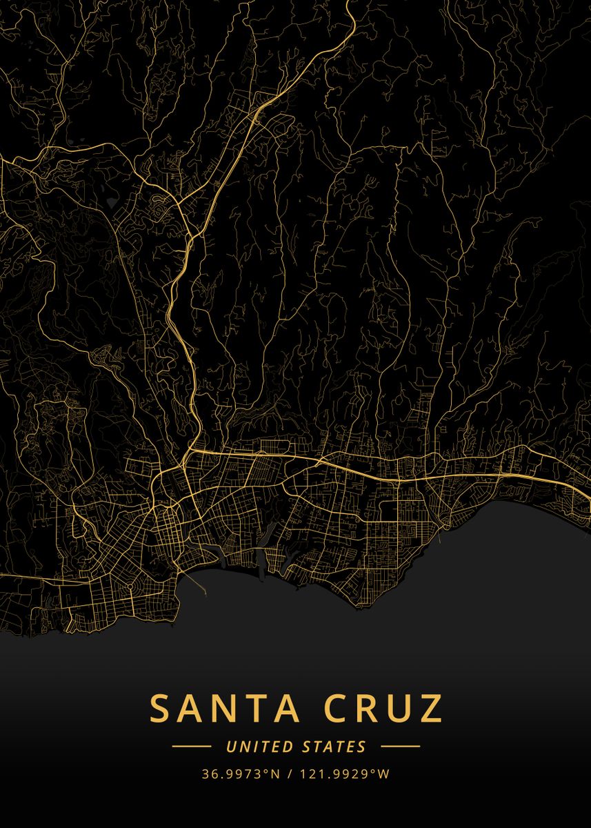 'Santa Cruz United States' Poster, picture, metal print, paint by ...