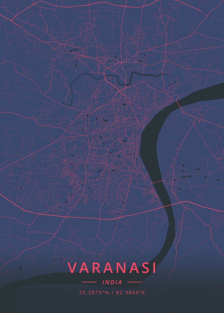 'Varanasi India' Poster, picture, metal print, paint by Designer Map ...