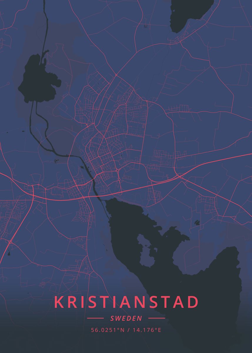 'Kristianstad Sweden' Poster by Designer Map Art | Displate