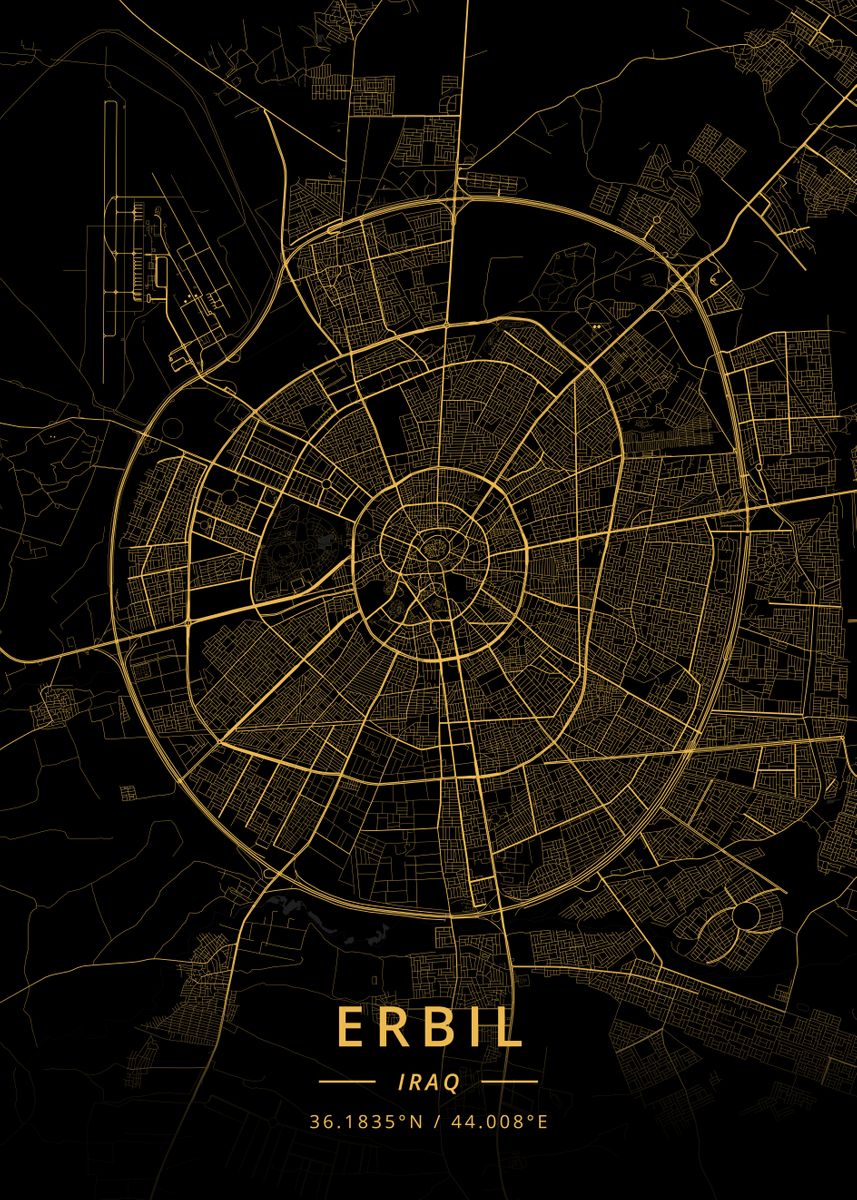 'Erbil Iraq' Poster by Designer Map Art | Displate