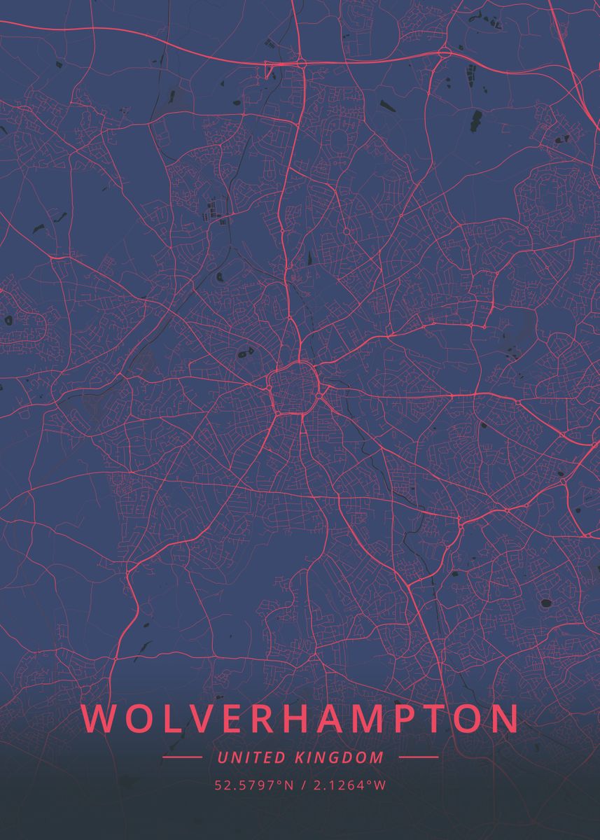 'Wolverhampton UK' Poster by Designer Map Art | Displate