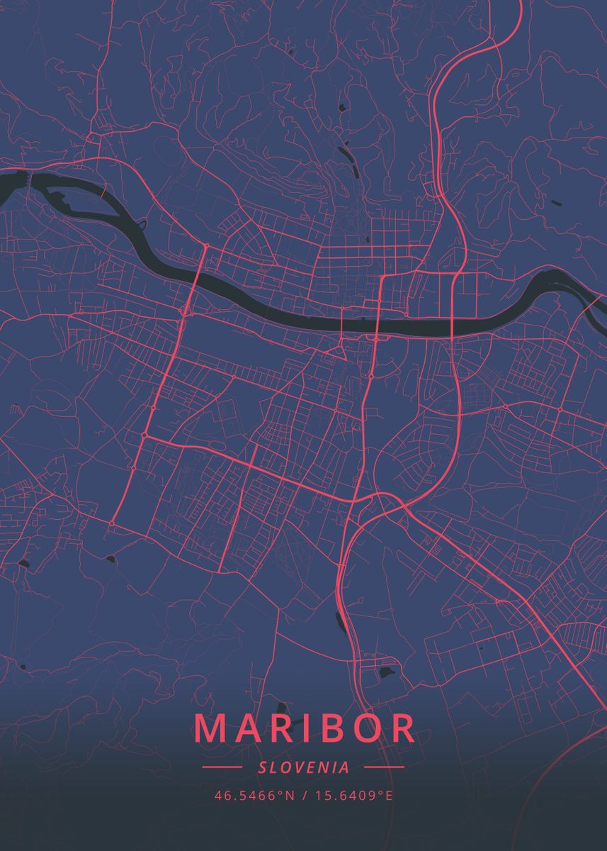 'Maribor Slovenia' Poster by Designer Map Art | Displate