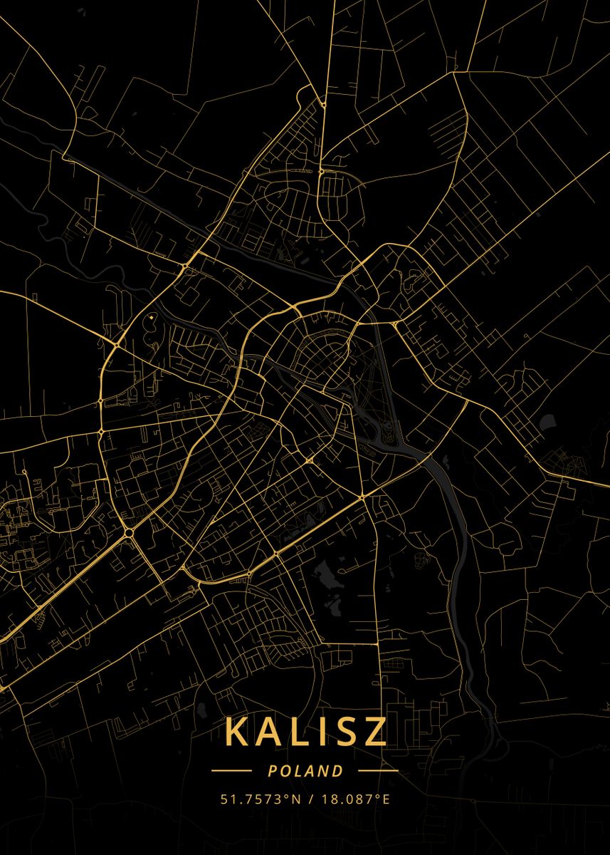 'Kalisz Poland' Poster, picture, metal print, paint by Designer Map Art ...