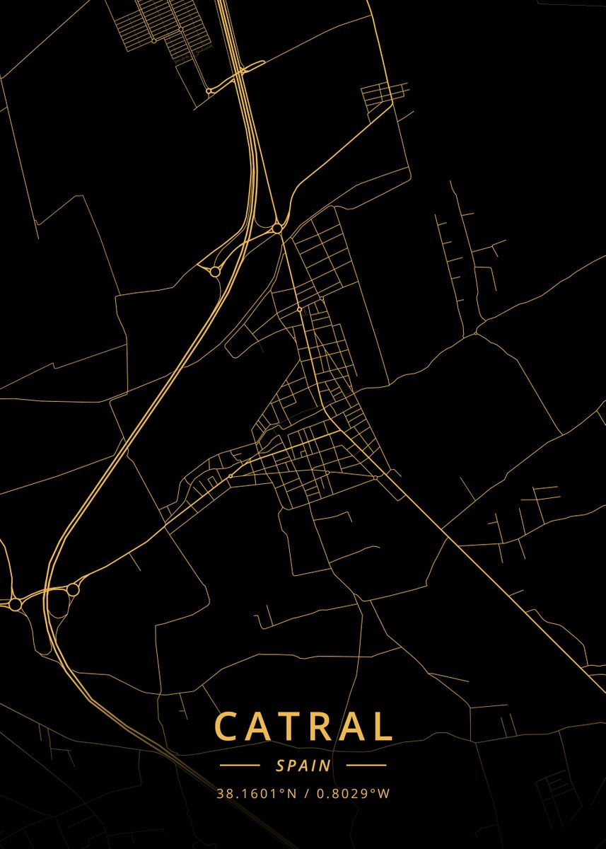 'Catral Spain' Poster, picture, metal print, paint by Designer Map Art ...