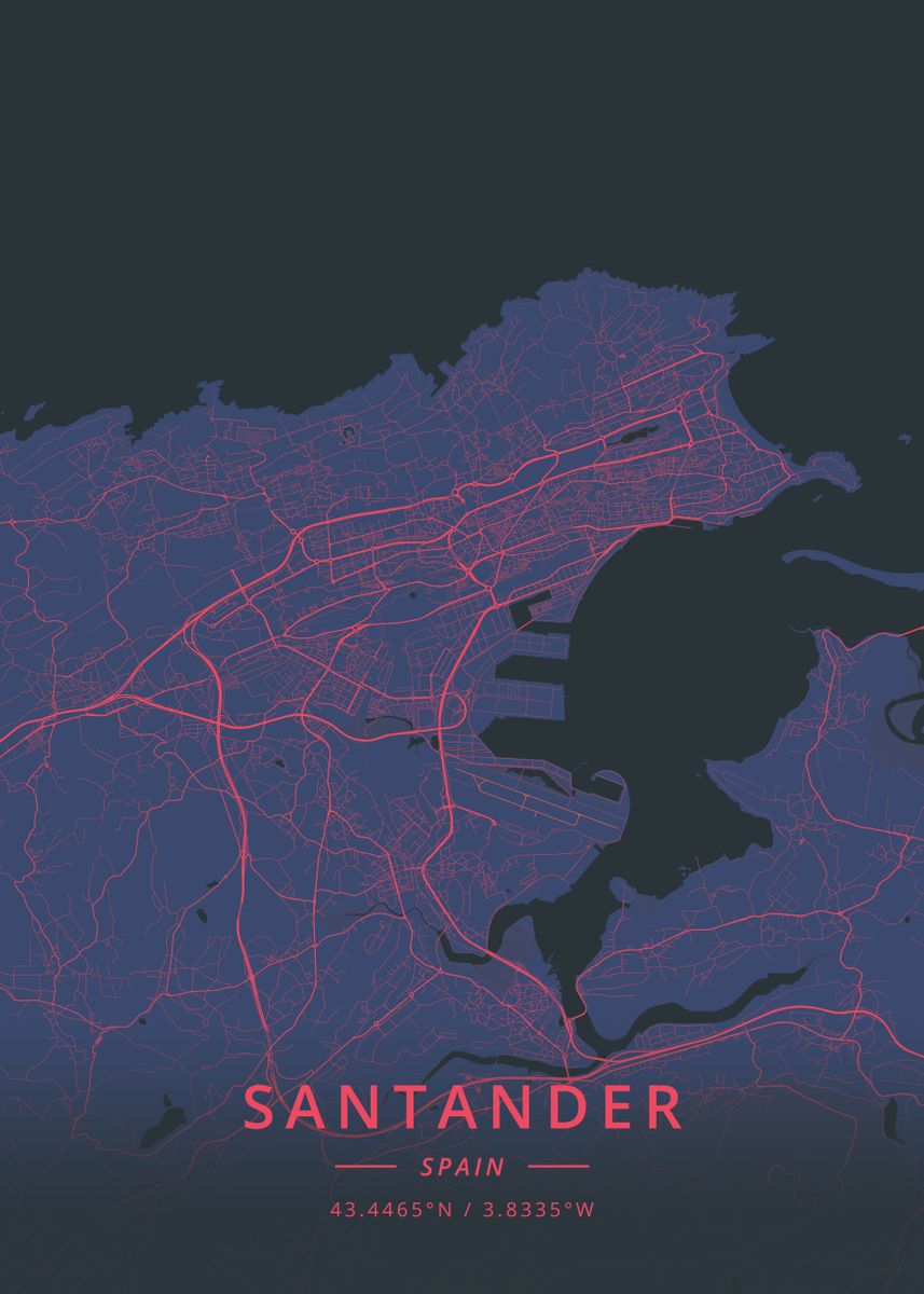 'Santander Spain' Poster by Designer Map Art | Displate