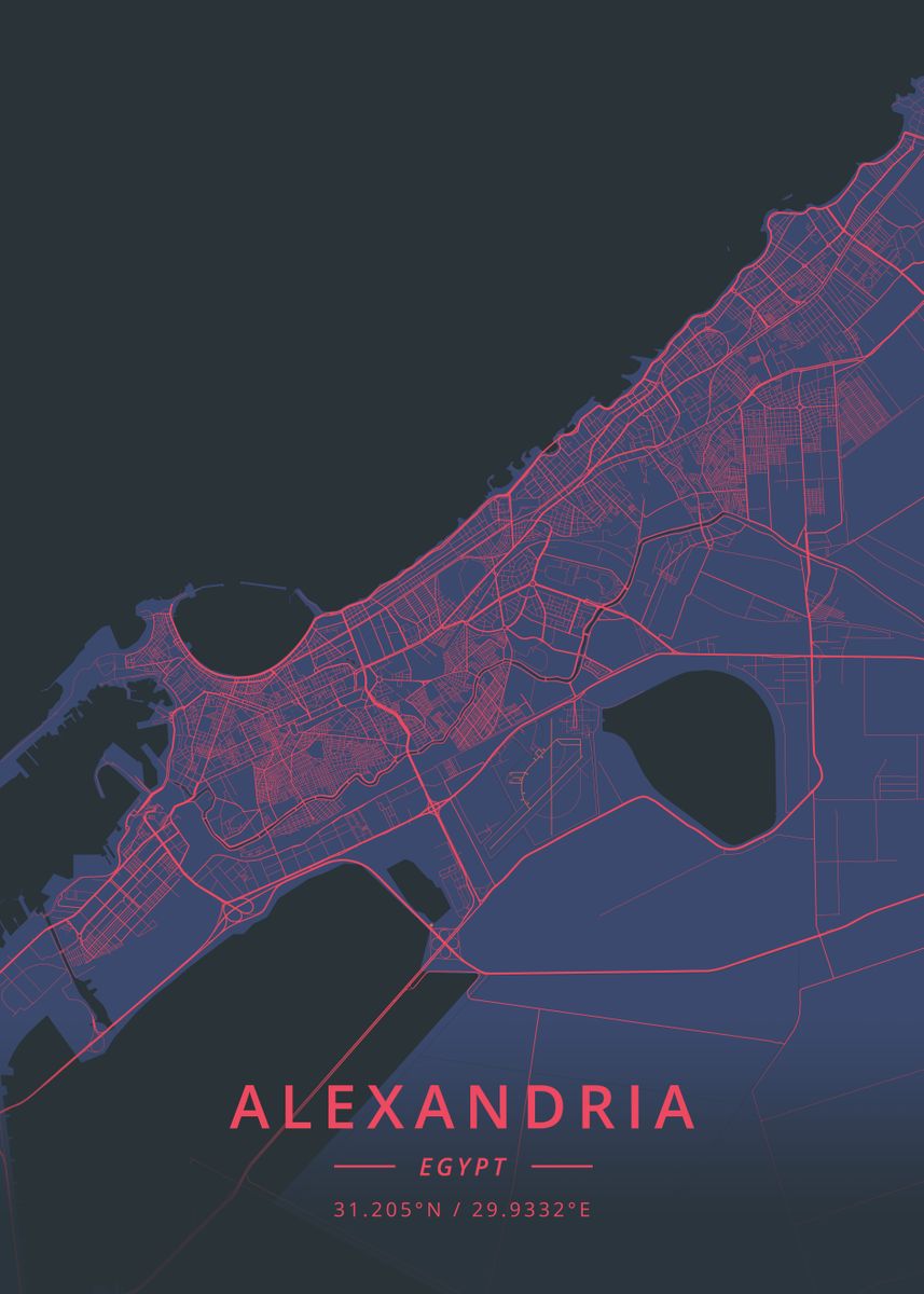 'Alexandria Egypt' Poster, picture, metal print, paint by Designer Map ...