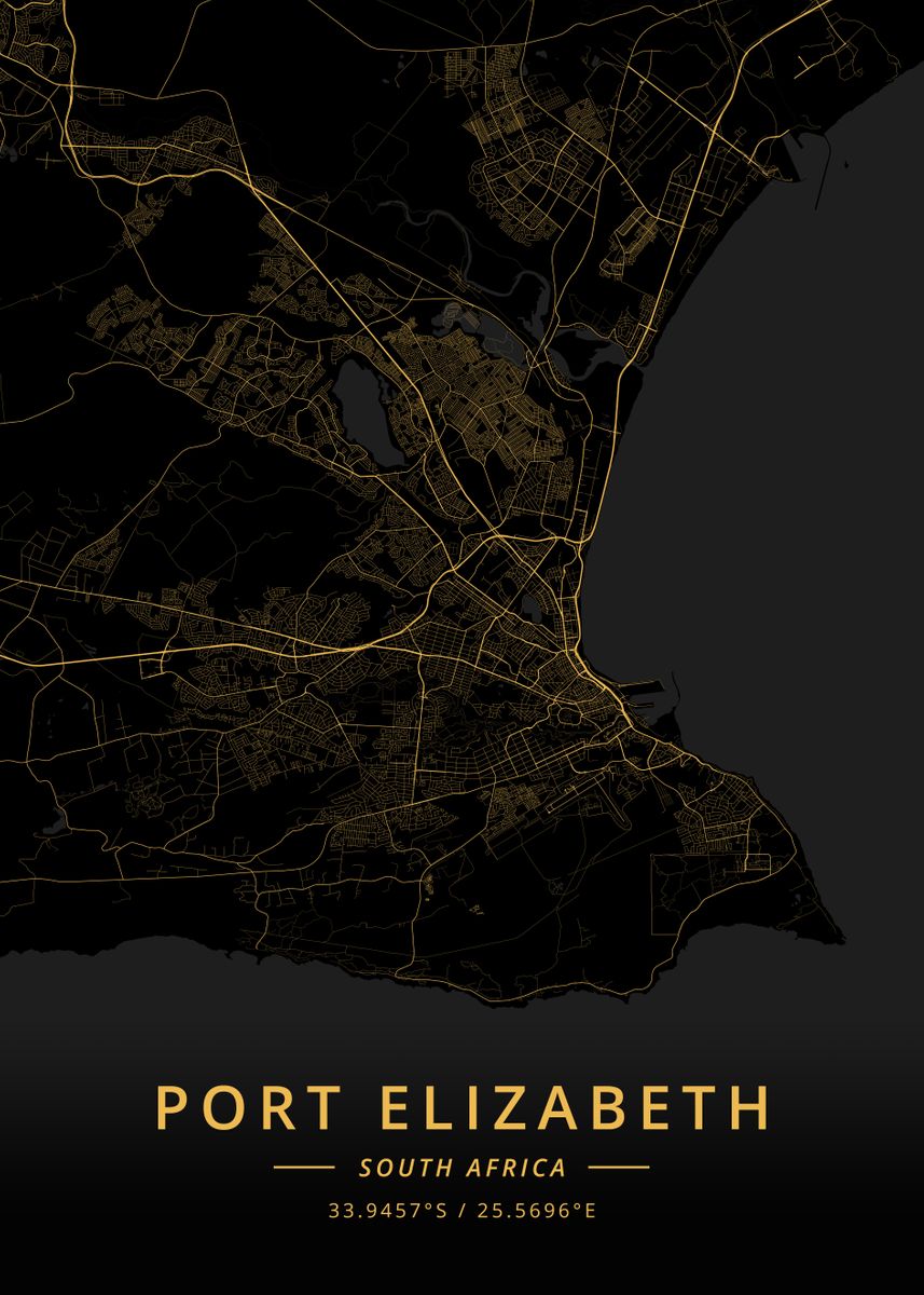 'Port Elizabeth South Afric' Poster by Designer Map Art | Displate
