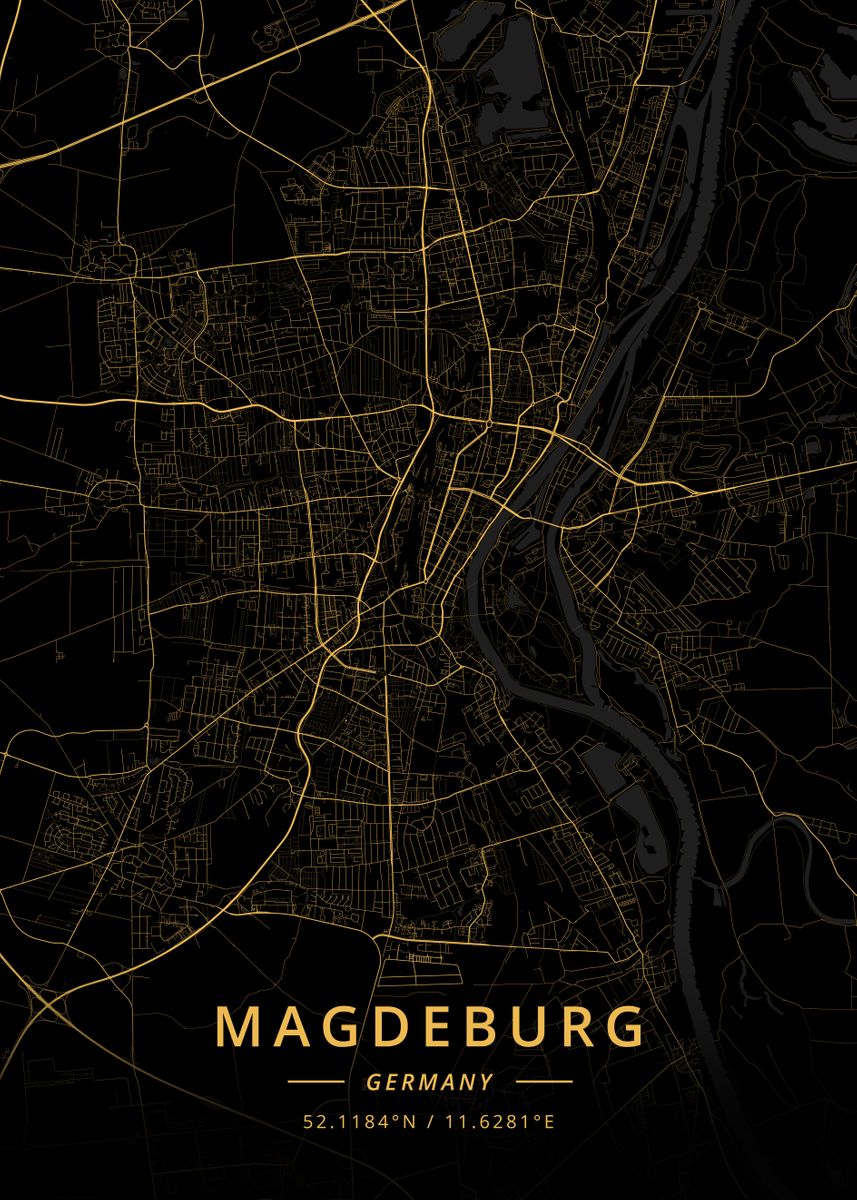 'Magdeburg Germany' Poster, picture, metal print, paint by Designer Map ...