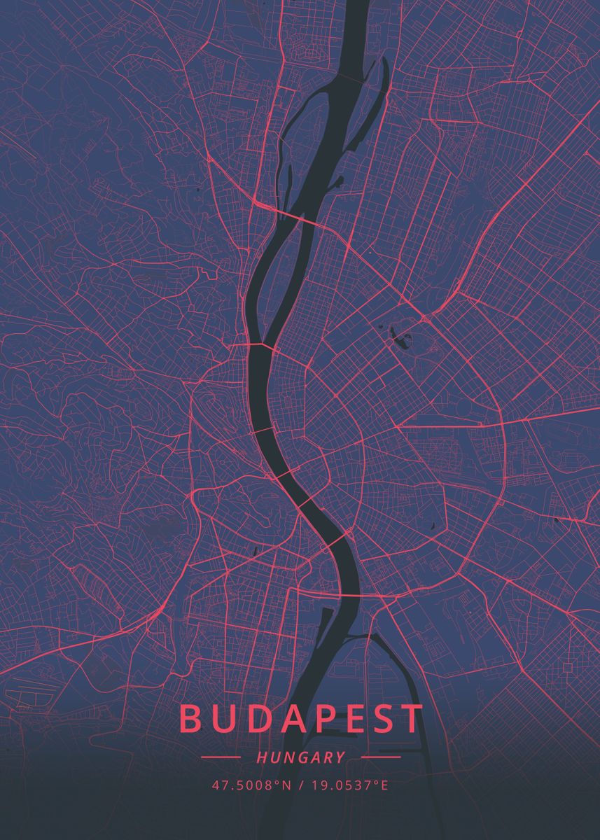 'Budapest Hungary' Poster by Designer Map Art | Displate