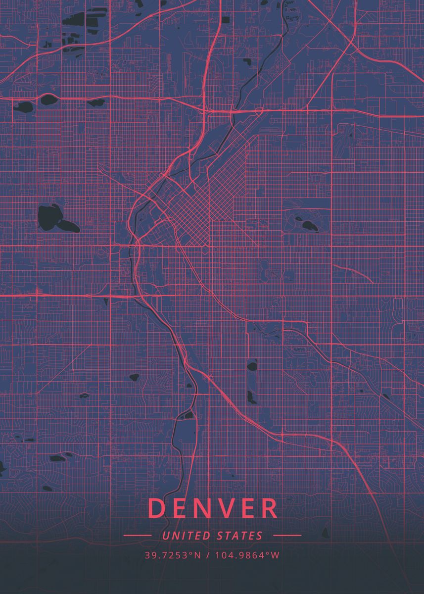 'Denver United States' Poster by Designer Map Art | Displate