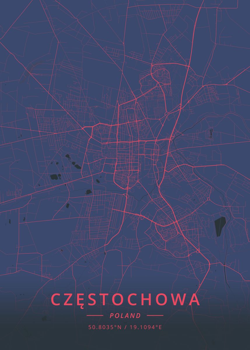 'Czestochowa Poland' Poster by Designer Map Art | Displate