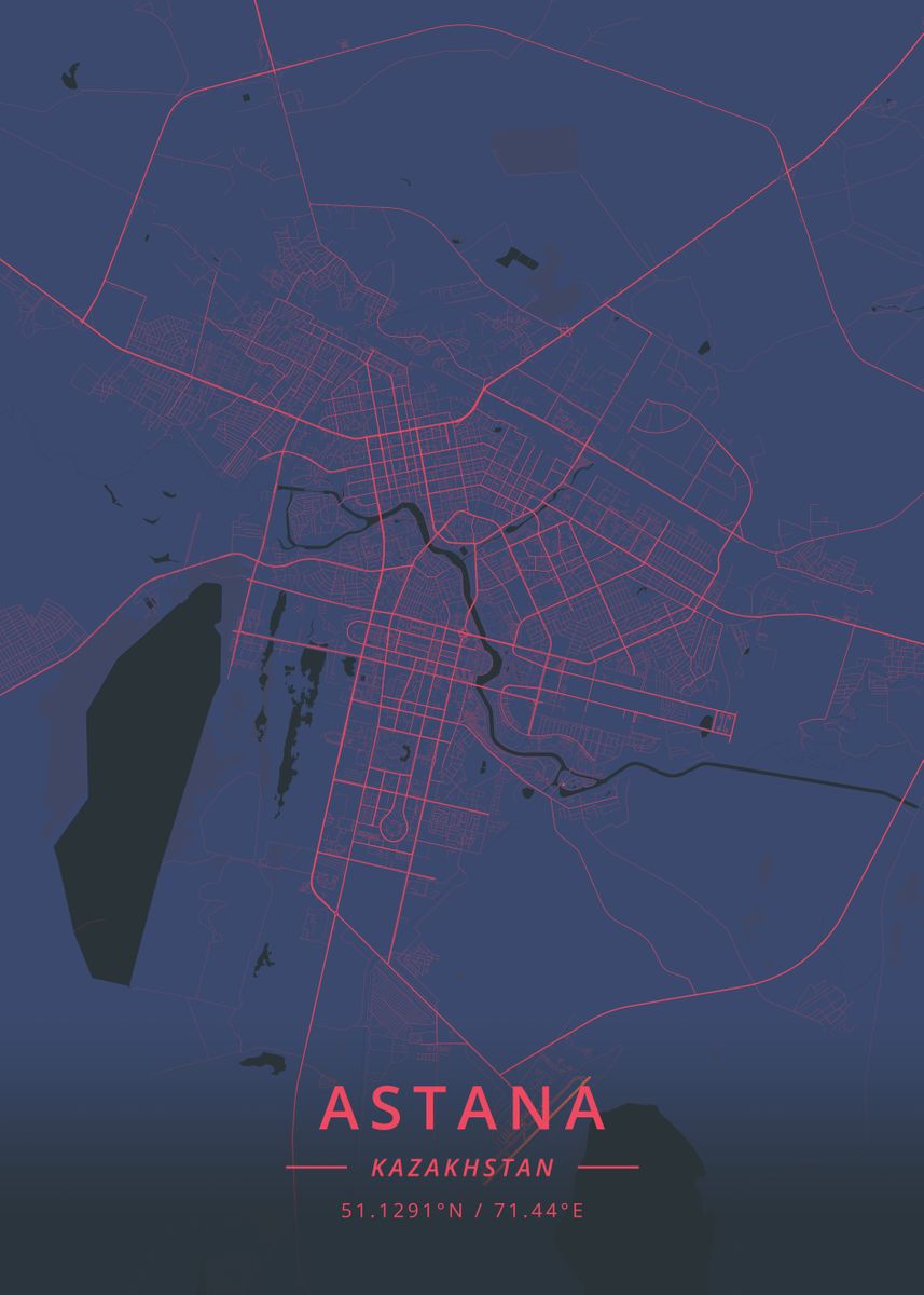 'Astana Kazakhstan' Poster, picture, metal print, paint by Designer Map ...