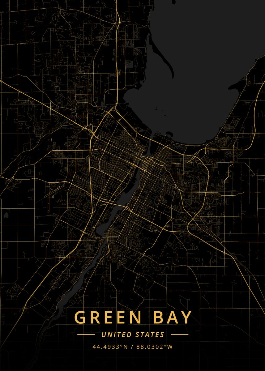 'Green Bay United States' Poster, picture, metal print, paint by ...