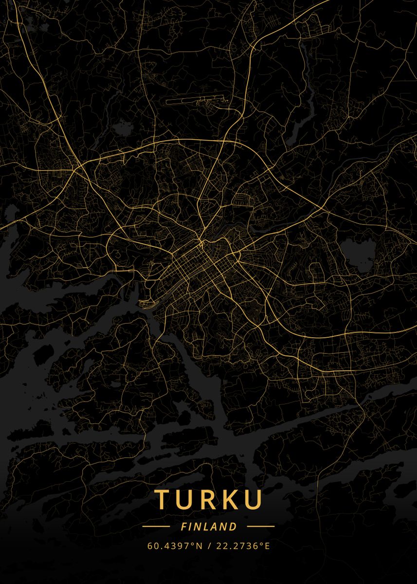 'Turku Finland' Poster by Designer Map Art | Displate
