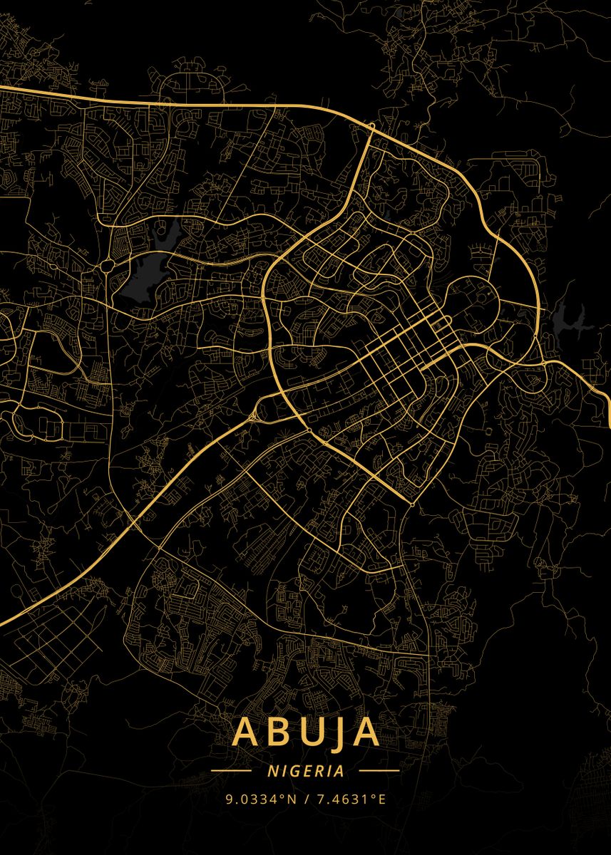 'Abuja Nigeria' Poster by Designer Map Art | Displate