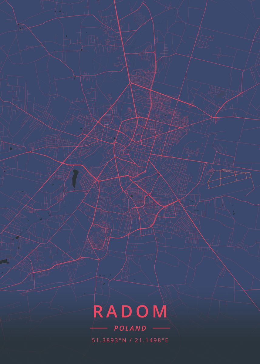 'Radom Poland' Poster, picture, metal print, paint by Designer Map Art ...