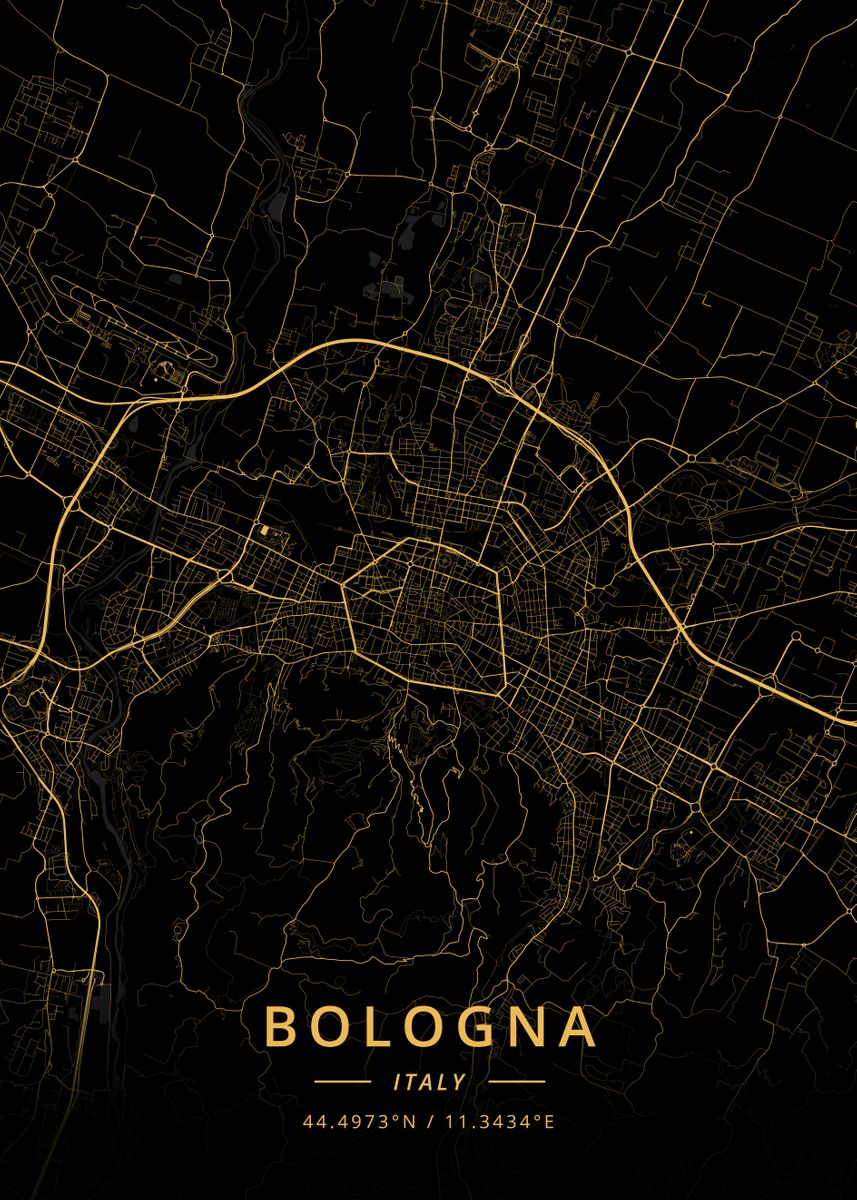 'Bologna Italy' Poster, picture, metal print, paint by Designer Map Art ...