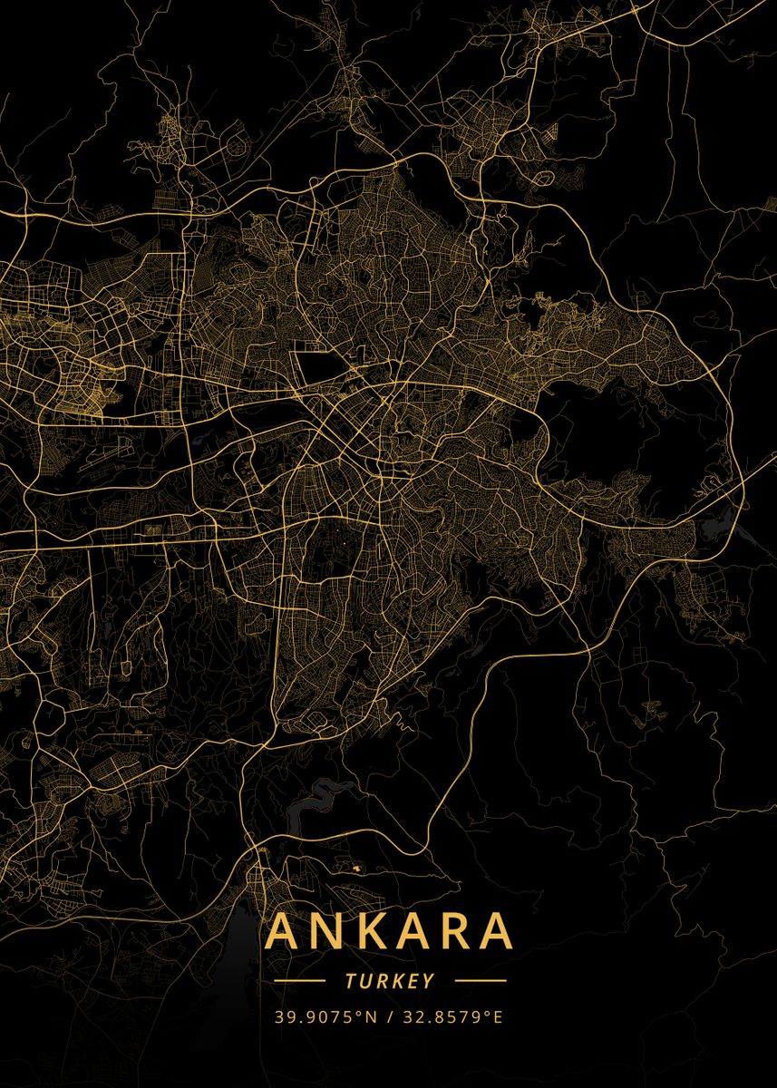'Ankara Turkey' Poster, picture, metal print, paint by Designer Map Art ...