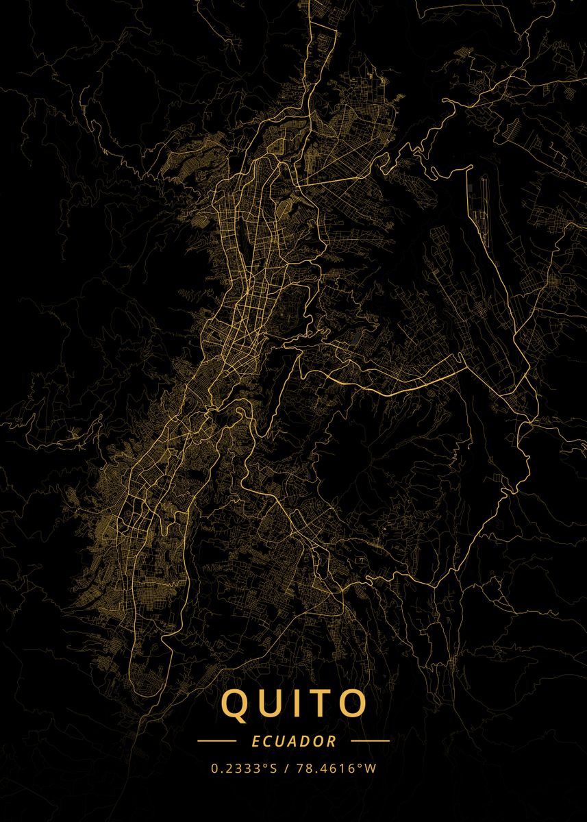 'Quito Ecuador' Poster, picture, metal print, paint by Designer Map Art ...