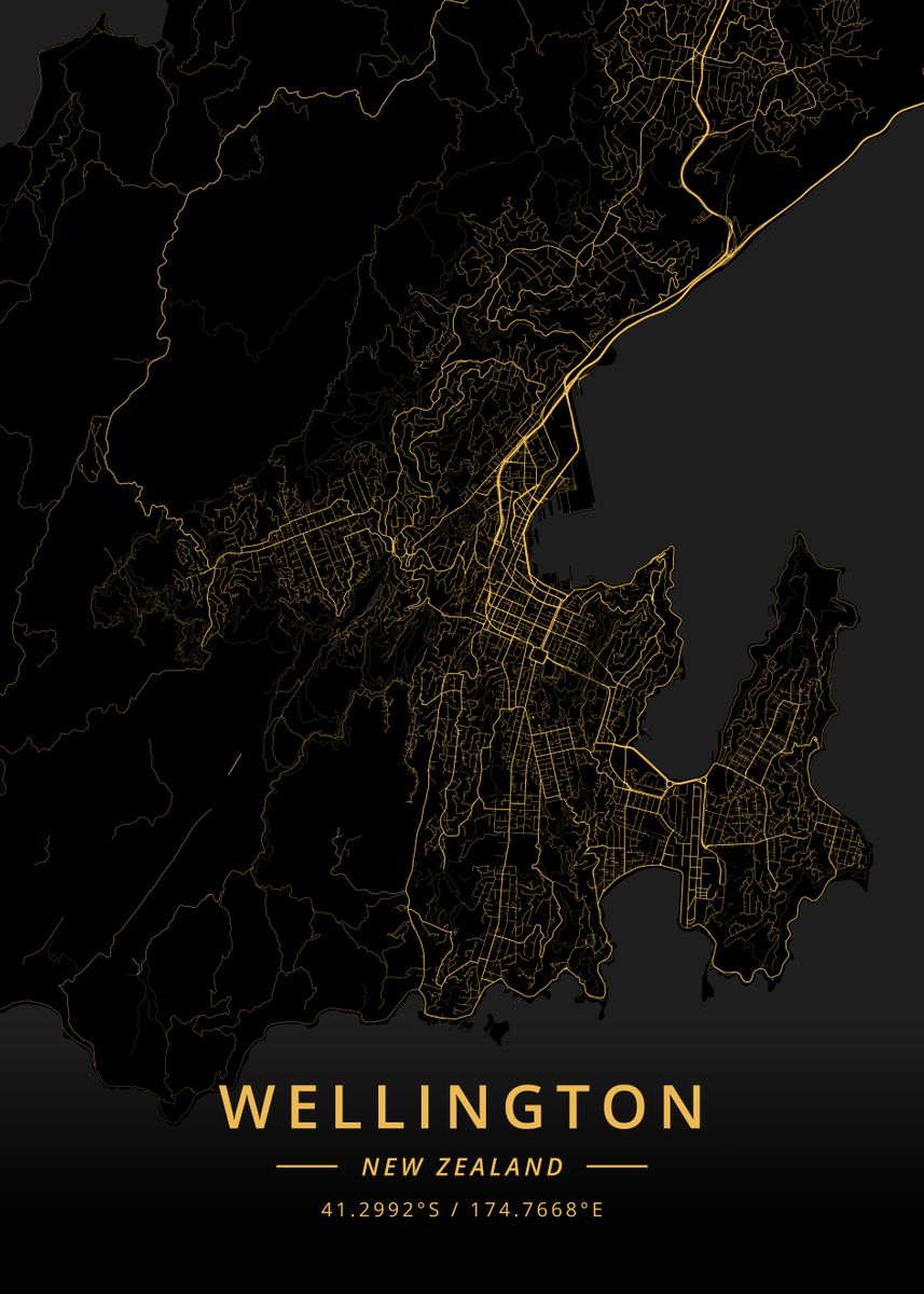 'Wellington New Zealand' Poster, picture, metal print, paint by ...
