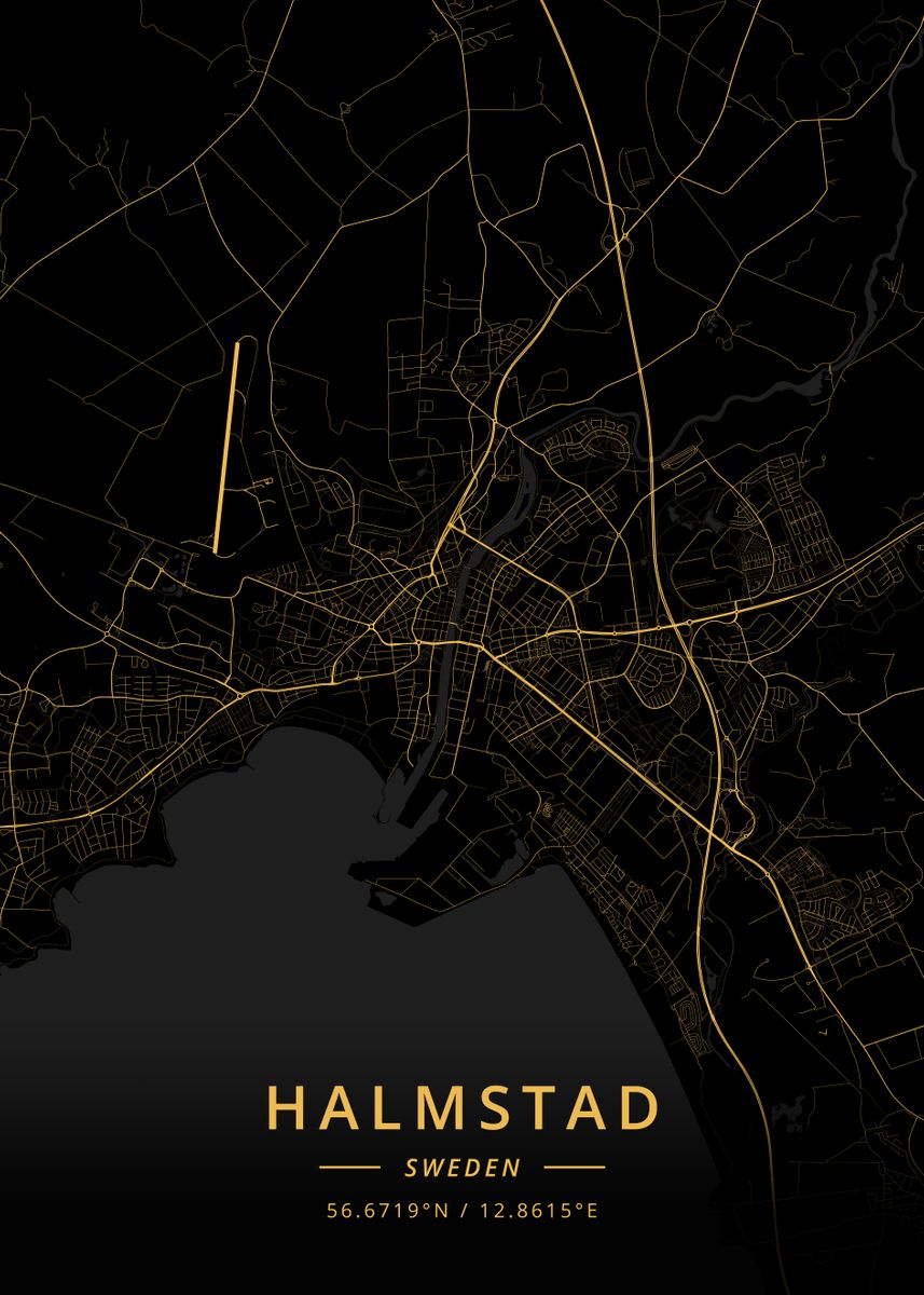'Halmstad Sweden' Poster by Designer Map Art | Displate